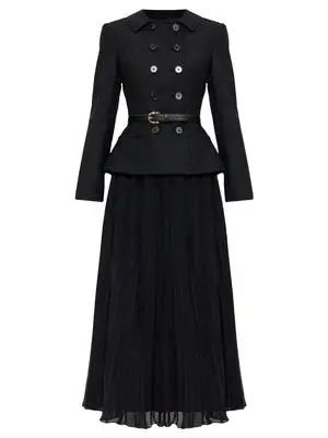 SELF-PORTRAIT Belted Double-Breasted Midi Dress