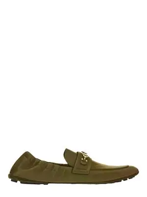 FERRAGAMO Gancini-detail Leather Loafers - Green