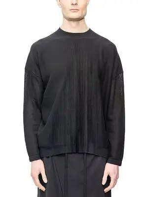DEVOA Open-knit Pullover Sweater - Black