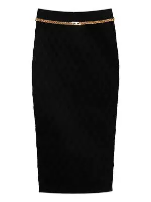 Elisabetta Franchi Chain-embellished Geometric Midi Skirt - Black
