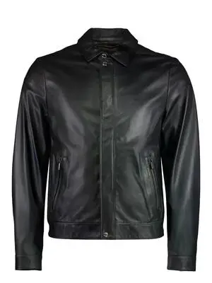 MOORER Zipped-pockets Leather Jacket - Black
