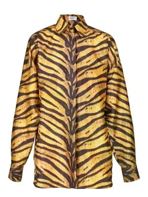 FERRAGAMO Tiger-print Long-sleeved Shirt - Yellow