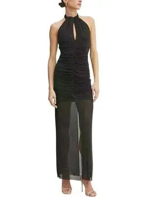 Guess Embellished Halterneck Midi Dress - Black