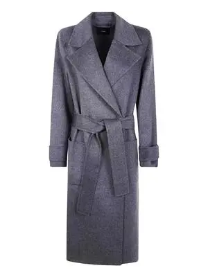JOSEPH Wool Belted Wrap Coat - Grey