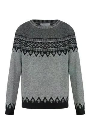 Alexander McQueen Skull Motif Wool Sweater - Grey