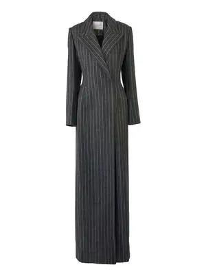 Carolina Herrera Peak-lapel Pinstripe Coat - Grey