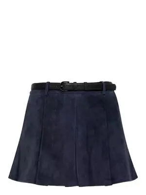 SELF-PORTRAIT Pleated A-line Mini Skirt - Blue