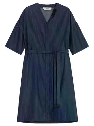 Max Mara Embellished Denim Mini Day Dress - Blue