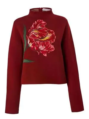Carolina Herrera Floral-motif Knitted Top - Red