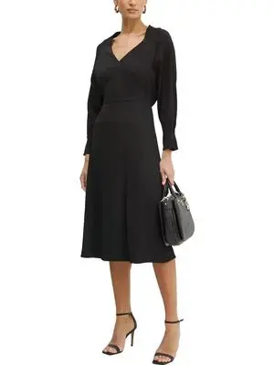 BOSS V-neck Midi Dress - Black