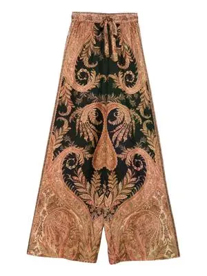 Zimmermann Paisley-print Drawstring Trousers - Black