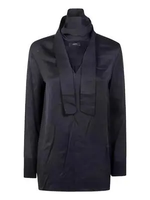 JOSEPH Neck-tie Satin Blouse - Black