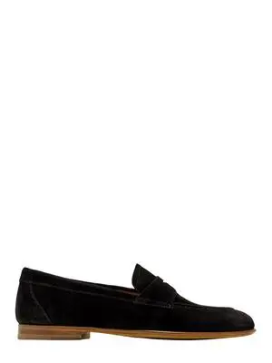 Magnanni Suede Penny Loafers - Black