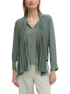 SANDRO FERRONE Pleated Neck Blouse - Green