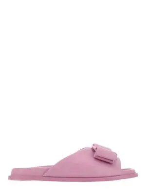 FERRAGAMO Bow-detail Leather Flat Sandals - Pink