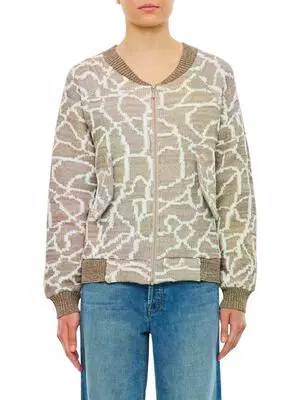 VITELLI Patterned Zip-front Cardigan - Neutrals