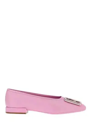 FERRAGAMO Buckle Leather Ballerinas - Pink