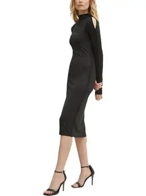 Patrizia Pepe High-neck Midi Dress - Black