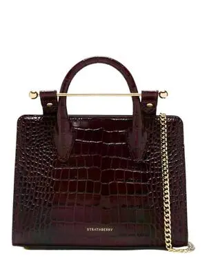 Strathberry Small Embossed Top-Handle Tote Bag Red