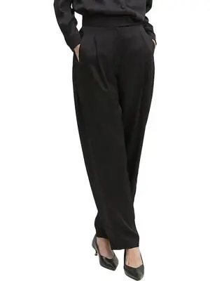 LA MANIA Pleated-front Tailored Trousers - Black