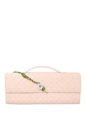 Bottega Veneta Andiamo Long Embellished Intrecciato Leather Clutch - Pink