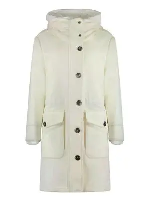 MOORER Hooded Single-breasted Coat - White