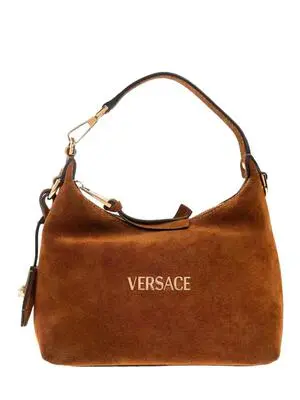 Versace Logo-lettering Suede Tote - Brown