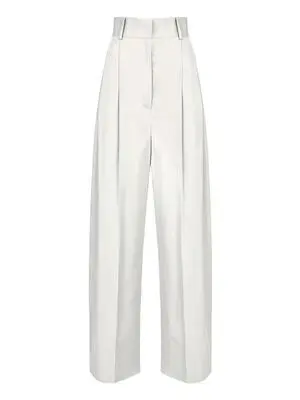 FERRAGAMO Pleated High-waisted Trousers - White