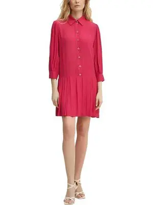 Liu Jo Pleated Button-front Mini Shirt Dress - Pink