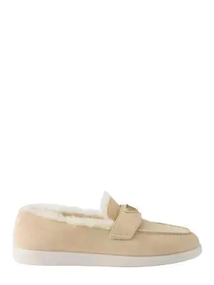 PRADA Suede Shearling Mules