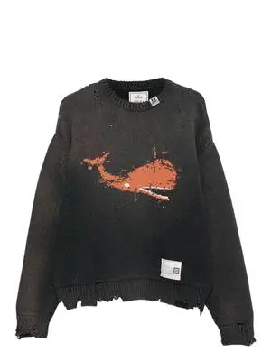 Mihara Yasuhiro Whale Intarsia Knit Sweater - Black