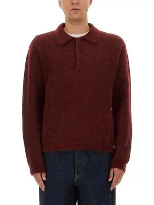 SUNFLOWER Polo-collar Wool Sweater - Red
