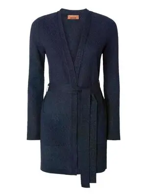 Missoni Chevron-pattern Belted Cardigan - Blue