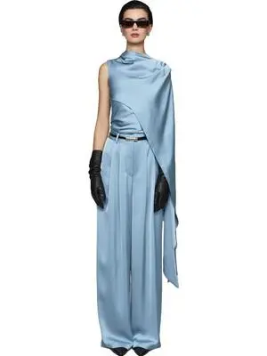 ET OCHS Alex Wide-leg Pleated Pant - Cerulean Frost