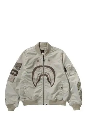 BAPE Shark Bomber Jacket - Beige
