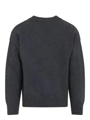 AMI Paris Ami Merino Wool De Coeur Cardigan Grey