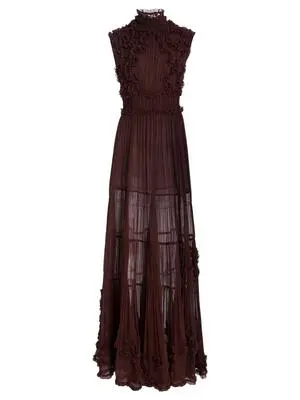 Ulla Johnson Verona Pleated Silk Gown - Burgundy