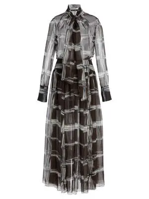 Oscar De La Renta Silk Chiffon Maxi Shirt Dress - Multi