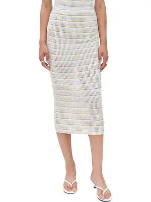 LE BOP Stretch Knit Midi Skirt - Retro Waffle