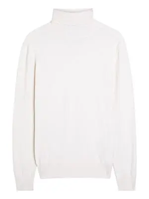 ALLUDE Roll-neck Cashmere Top - Ecru