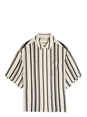 ANINE BING Striped Satin Shirt - Black And White