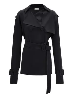 FERRAGAMO Short Satin Trench - Black