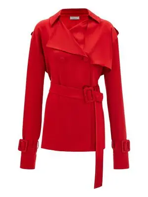 FERRAGAMO Short Satin Trench - Red