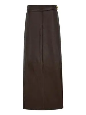 FERRAGAMO Longline Nappa Leather Skirt - Brown