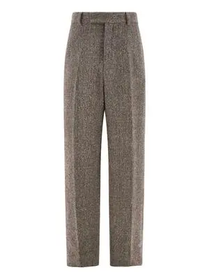 FERRAGAMO Wide-legged Chevron Trousers - Brown