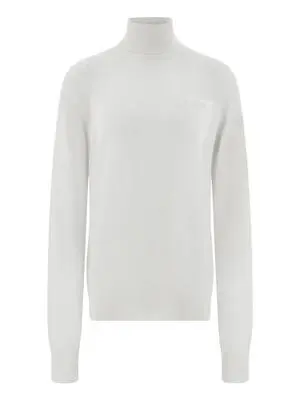 FERRAGAMO Ribbed Virgin Wool Turtleneck - White