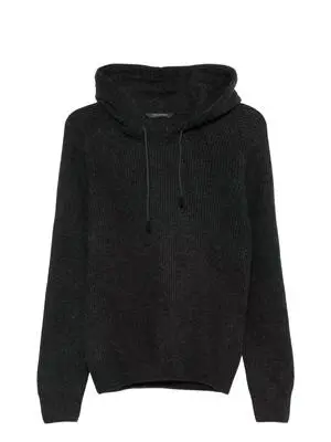 Tagliatore Ribbed Knit Hoodie - Grey