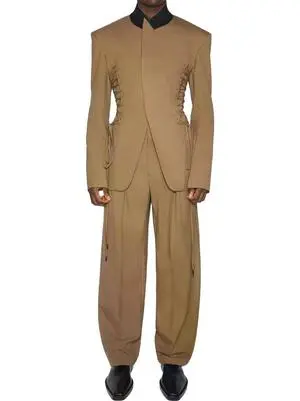 MUGLER Pleated Balloon Trousers - Neutrals