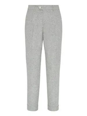 BRUNELLO CUCINELLI Pleated Wool-Silk Blend Trousers