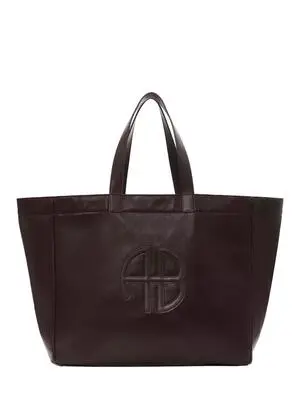 ANINE BING Large Leather Tote Bag With Embossed Logo - Red